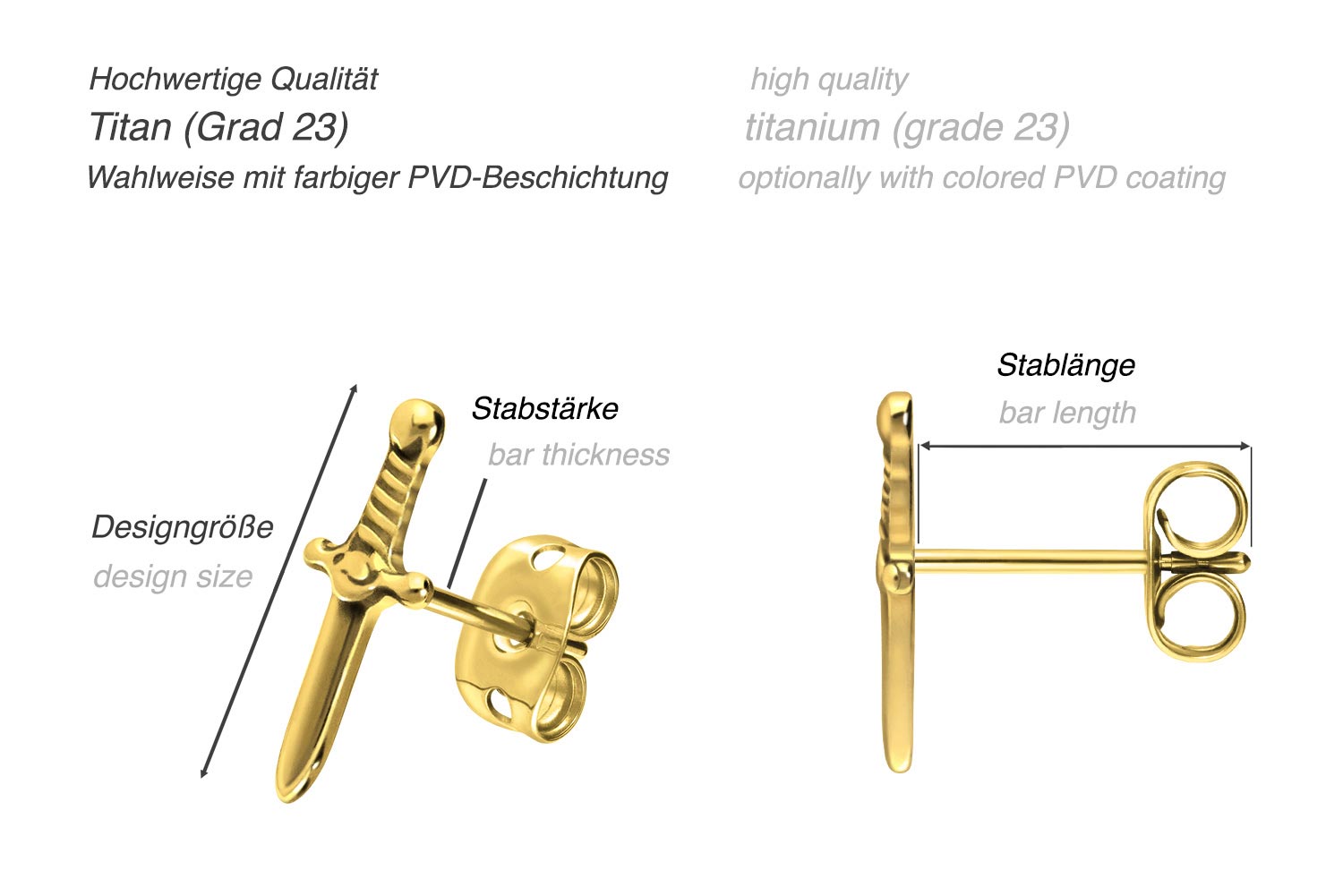 Titanium ear studs SWORD | PIERCINGLINE